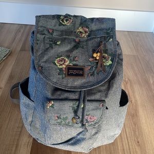 Jansport | Accessories | Rare Jansport Drawstring Closure Floral Denim ...